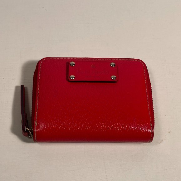 kate spade | Bags | Kate Spade New York Red Leather Zip Around Wallet ...